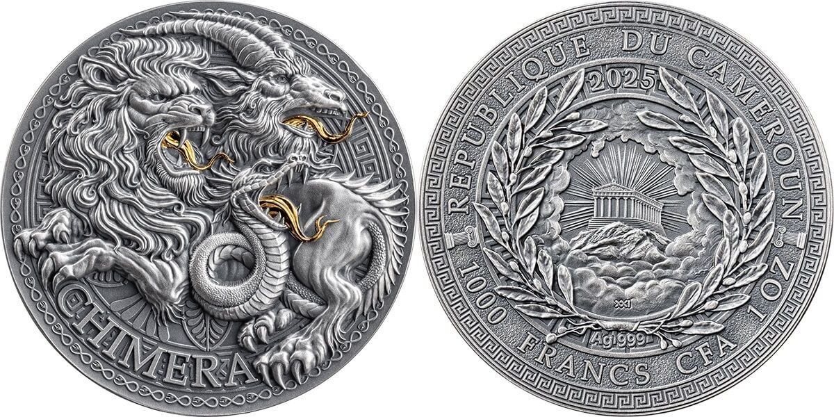 Chimera The Great Greek Mythology 1 oz Antique finish Silver Coin 1000 ...