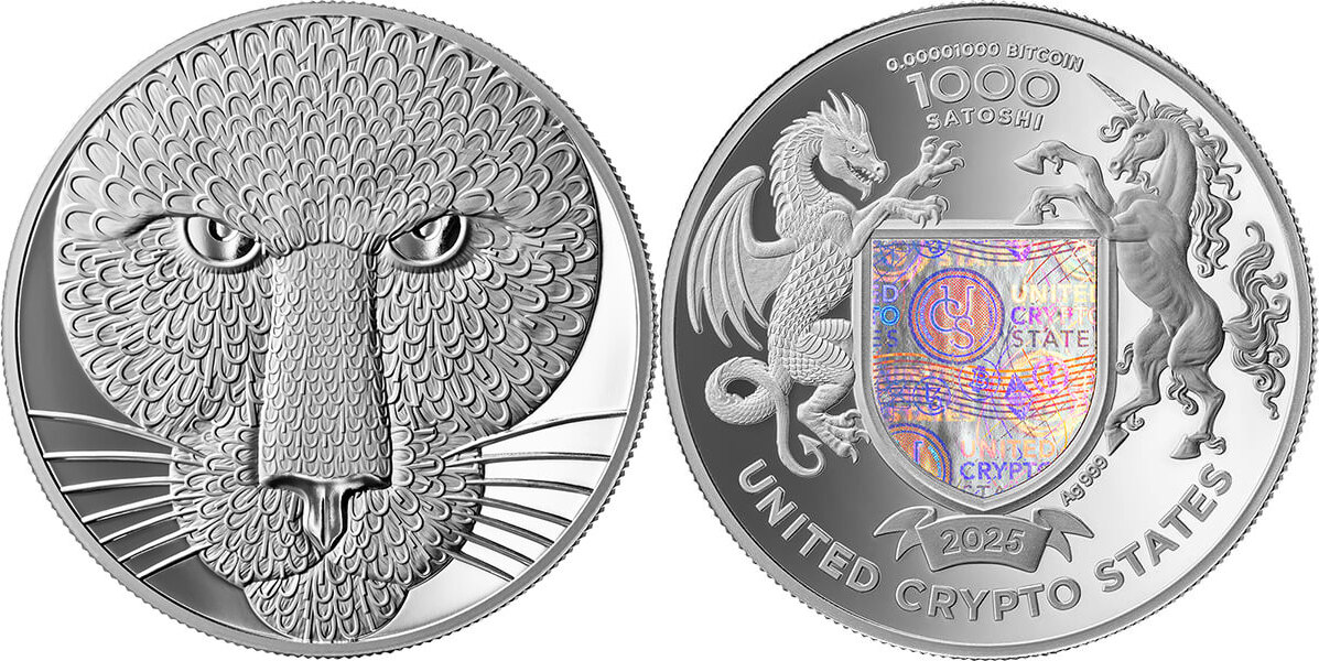 United Crypto States 1000 satoshi 2025 Puma - Binary World 1 oz Silver ...