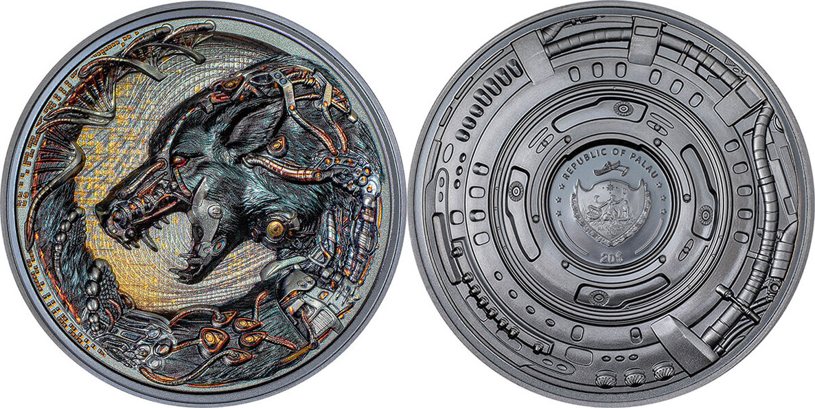 Palau 20 dollars 2023 The Dog - Cyborg Revolution 3 oz Silver Coin ...