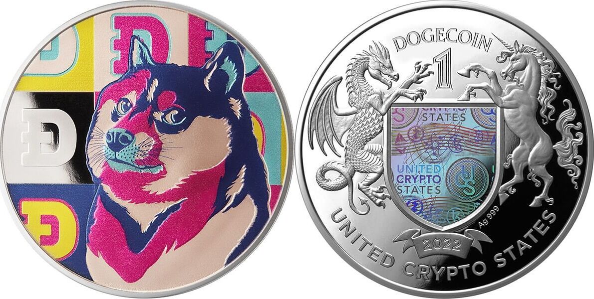 1 dogecoin 2022 Doge Coin - United Crypto States 1 oz Silver Coin Proof ...