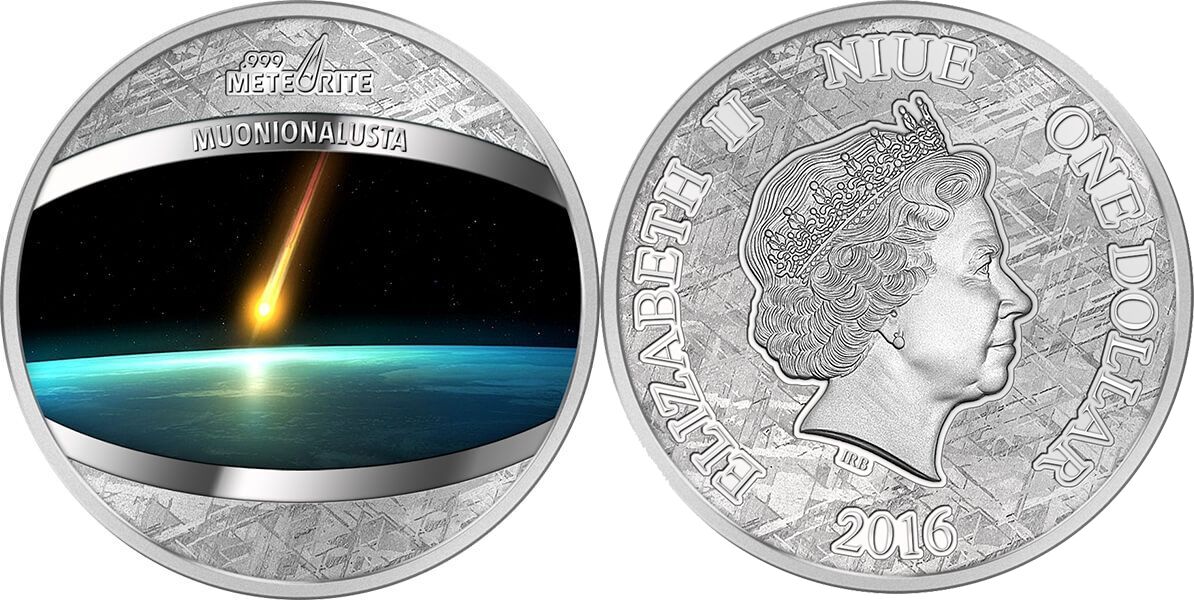 1 Dollar Muonionalusta Meteorite 1 oz Proof Pure Meteorite Coin 1$ Niue ...