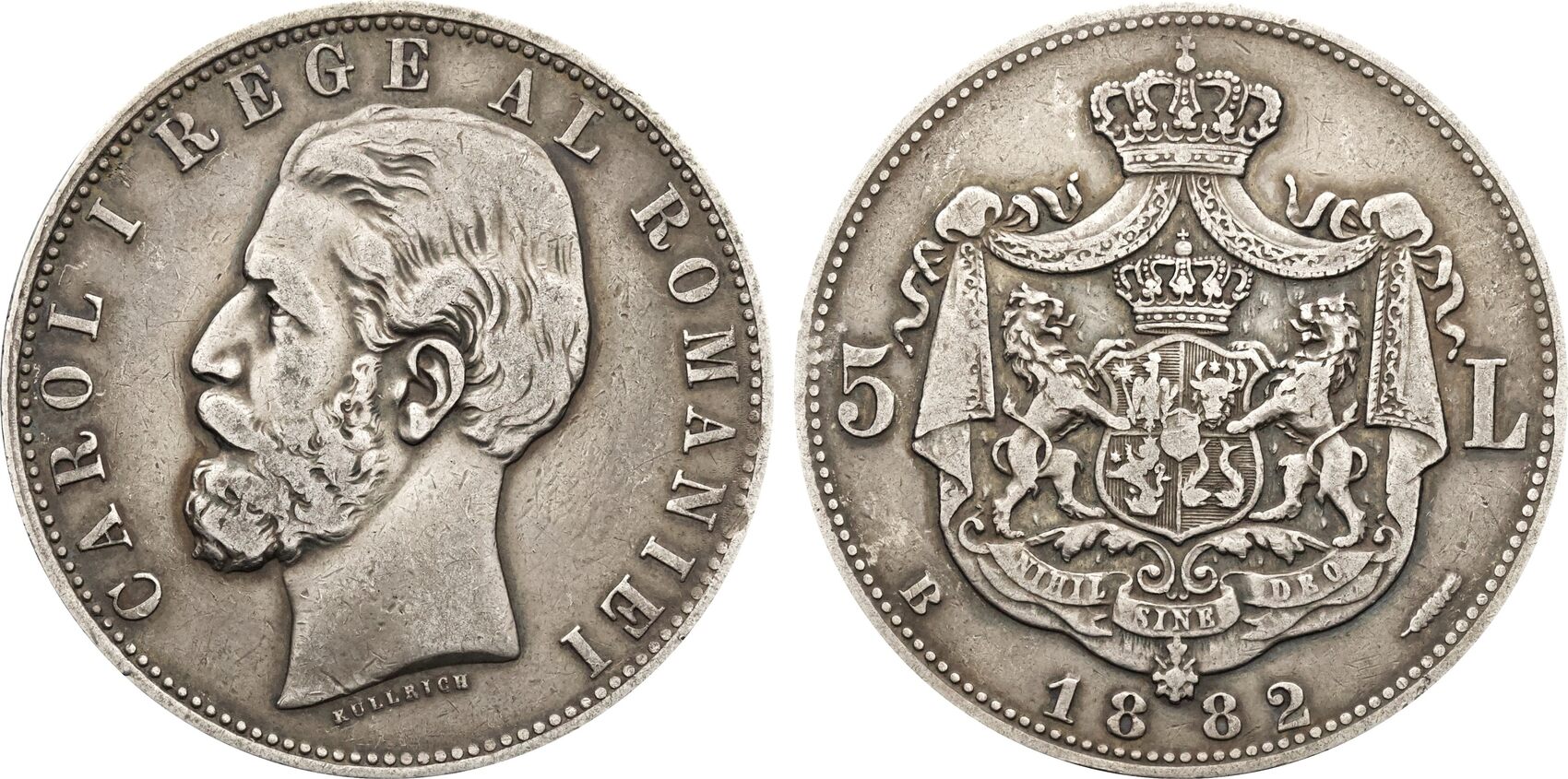 Romania 5 Lei 1882-B Carol I XF/AU | MA-Shops