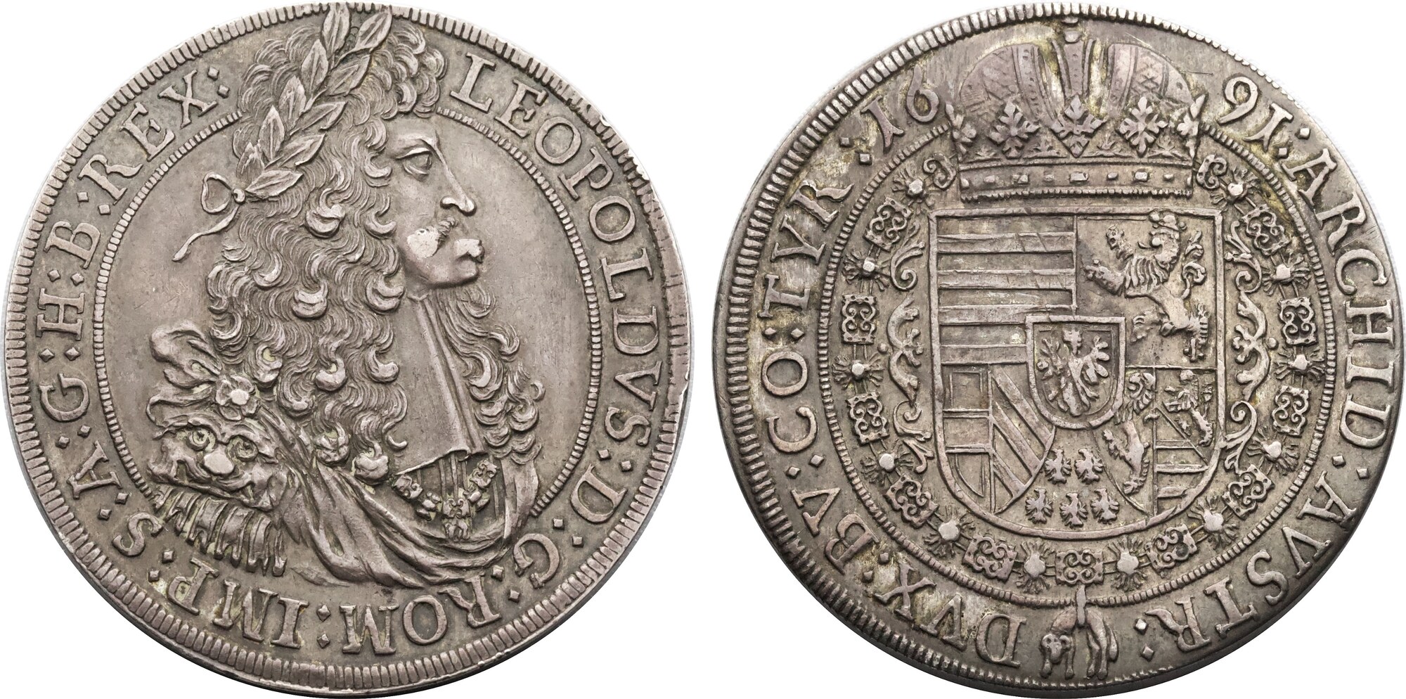 Austria Taler 1691 Leopold I, Hall mint AU/UNC | MA-Shops