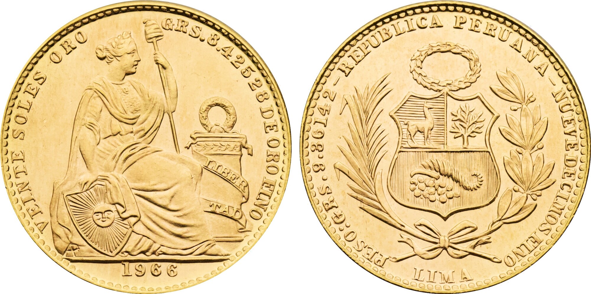Peru 20 Soles 1966 Republic, Lima mint UNC | MA-Shops