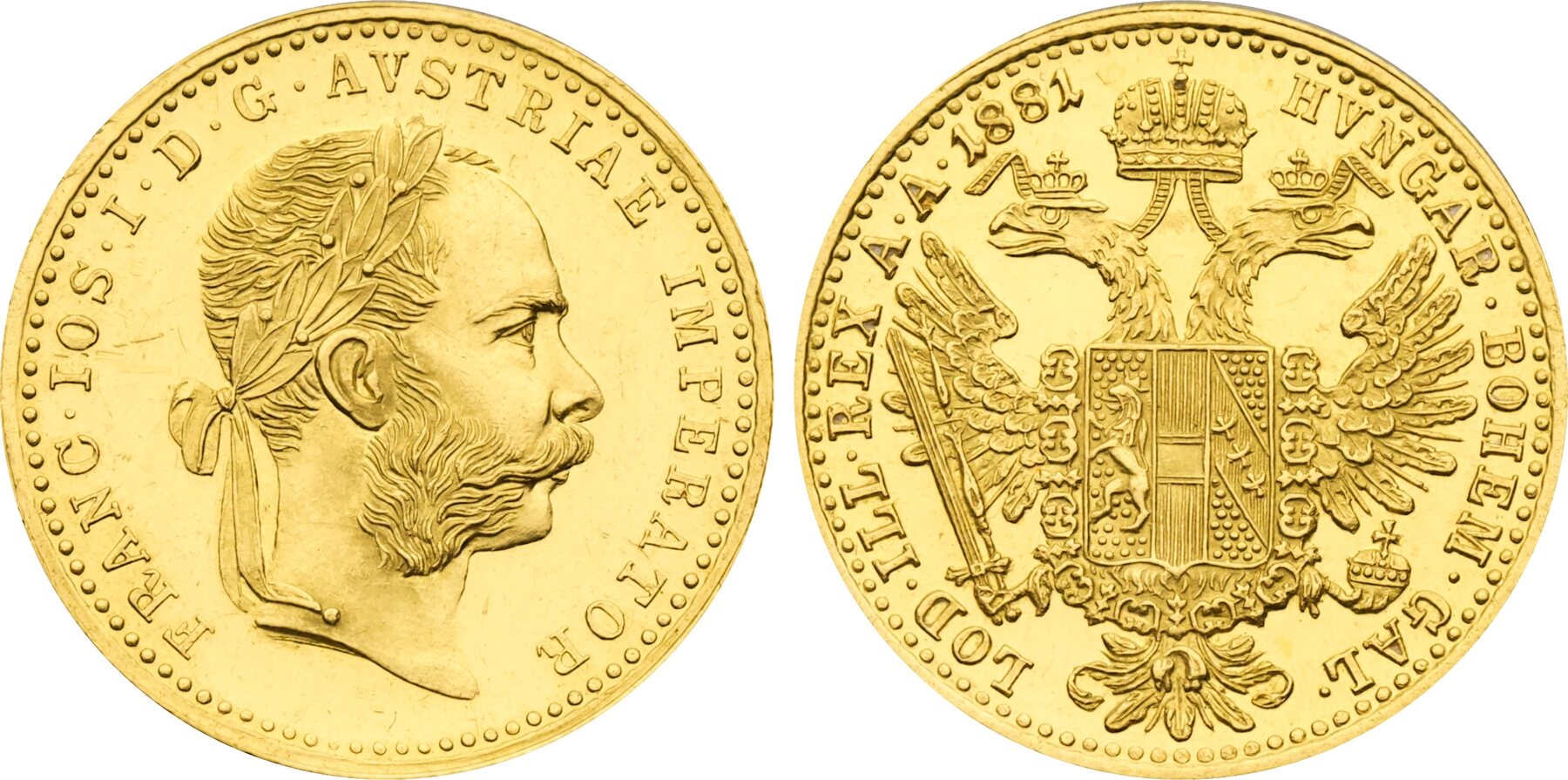 Austria Ducat 1881 Franz Joseph I, original type AU/UNC | MA-Shops