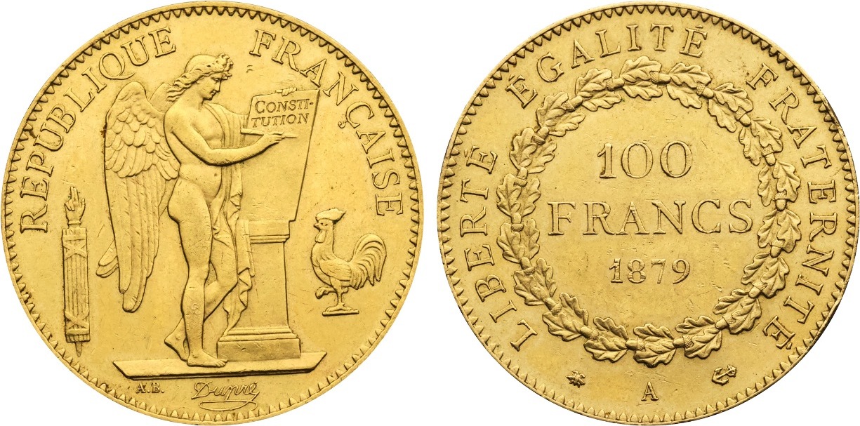 France 100 Francs 1879-A Third Republic XF/AU | MA-Shops