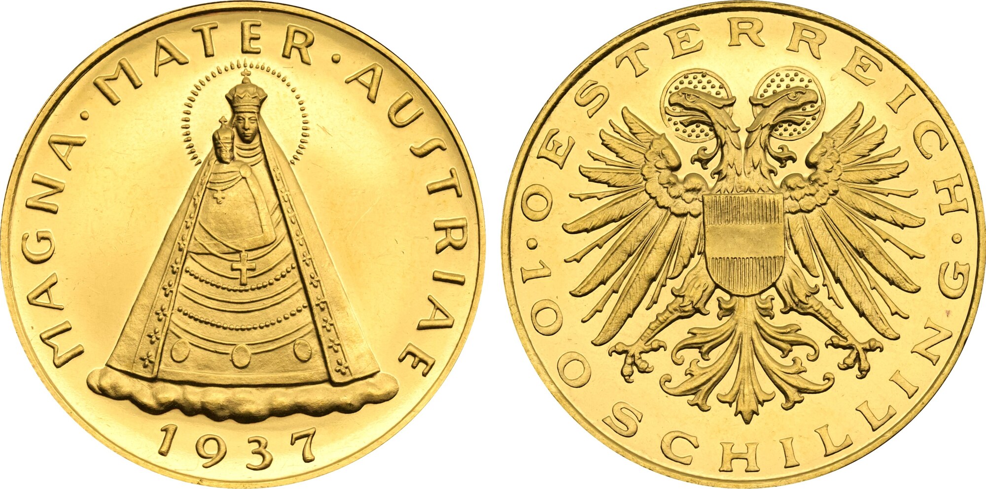 Austria 100 Schilling 1937 Republic, Vienna mint AU/UNC Prooflike | MA ...