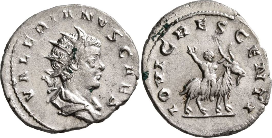Roman Empire. AR Antoninianus AD. 253–254. Valerian II Caesar ...