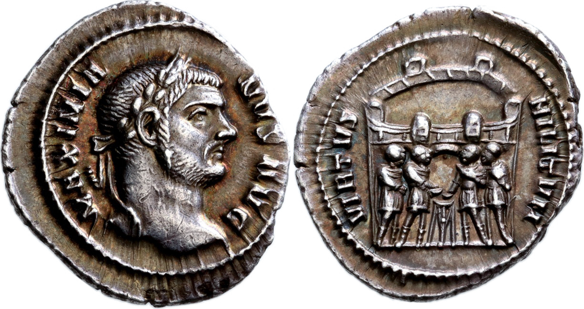 Roman Imperial. AR Argenteus AD 286-310 Maximianus. Extremely fine ...