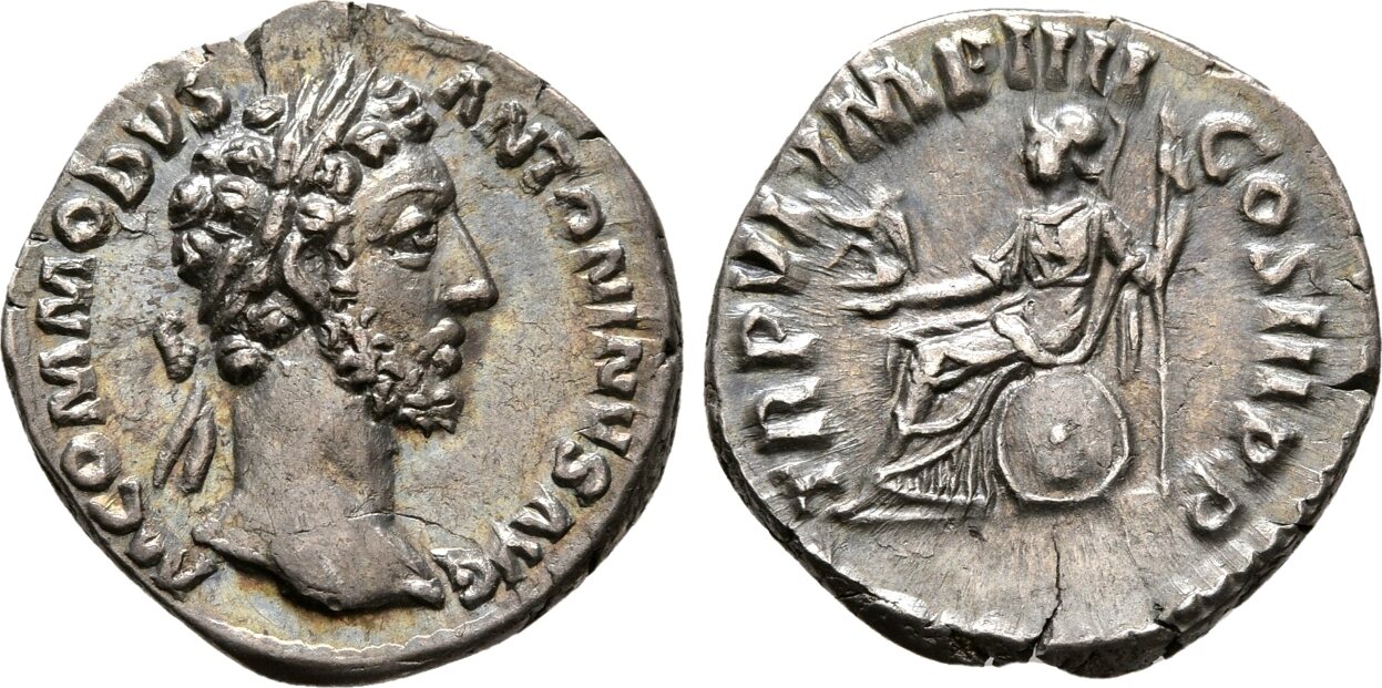 Roman Imperial AR Denarius AD 177-192. Commodus, Extremely fine. | MA-Shops