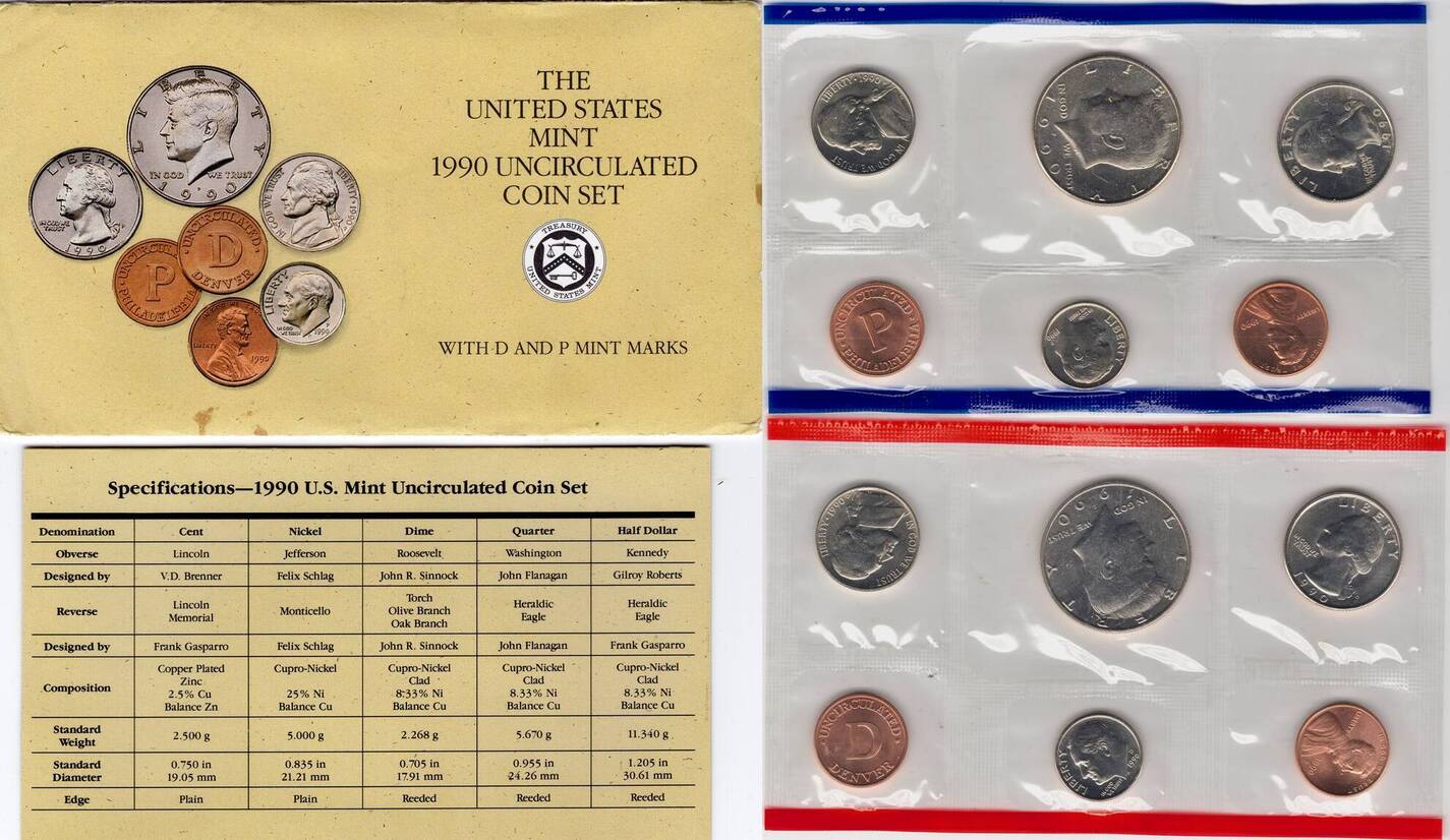 United States 1990 U.S Mint Uncirculated 10 Coin Set (G1) | MA-Shops