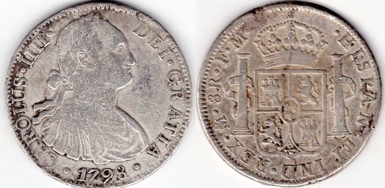 Mexico 1798 18th century Spanish Mexican 8 reales coin Charles IIII ...