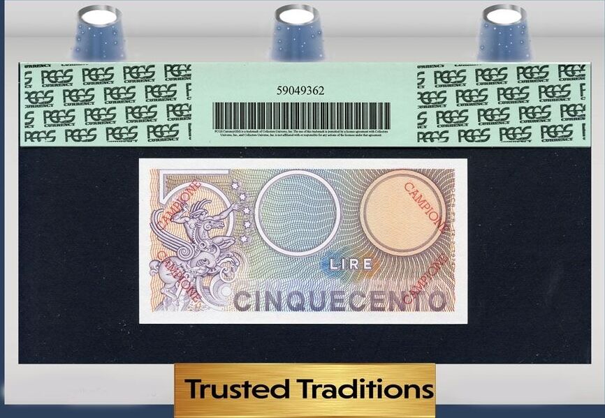 Welt Banknoten 500 LIRE 1974 TT PK 94s ITALY SPECIMEN PCGS 67 PPQ ...