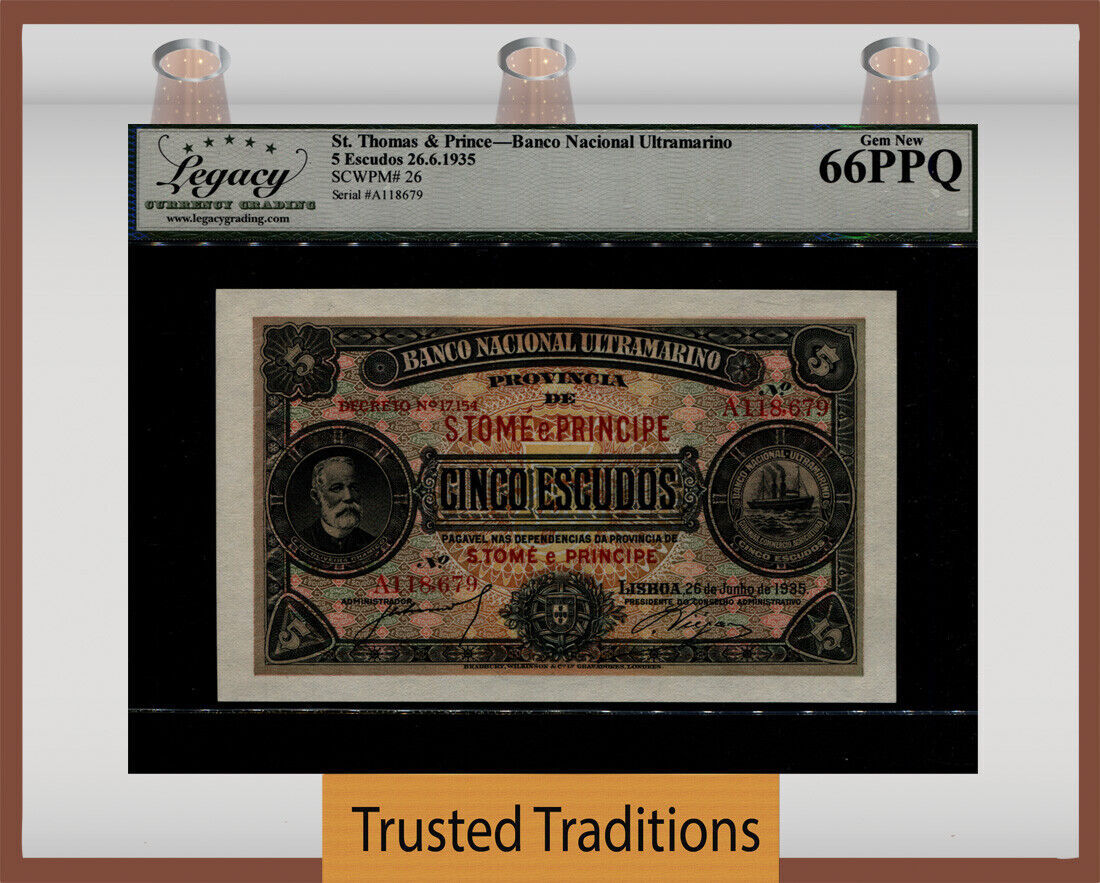 Welt Banknoten 100 DOBRAS TT PK 26 1935 SAINT THOMAS & PRINCE LCG 66 ...