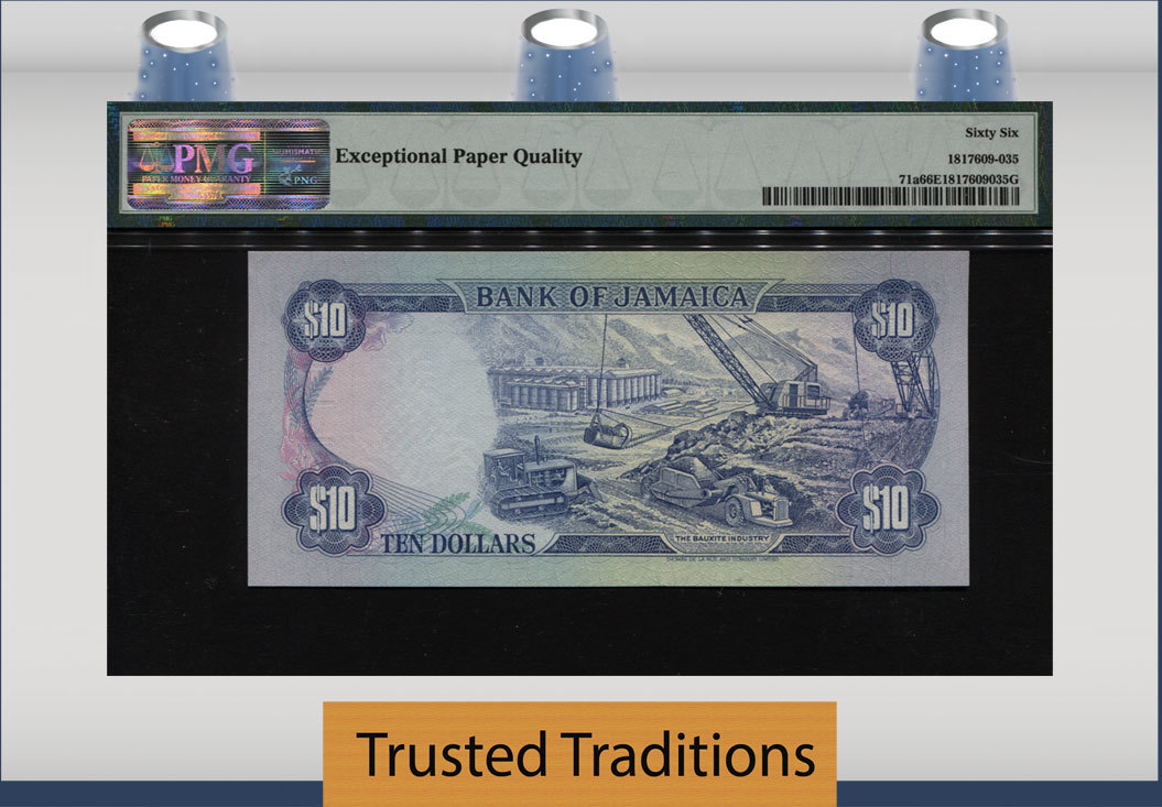 10 DOLLARS 1985 JAMAICA GEORGE W. GORDON PMG 66 EPQ GEM FINEST KNOWN st ...