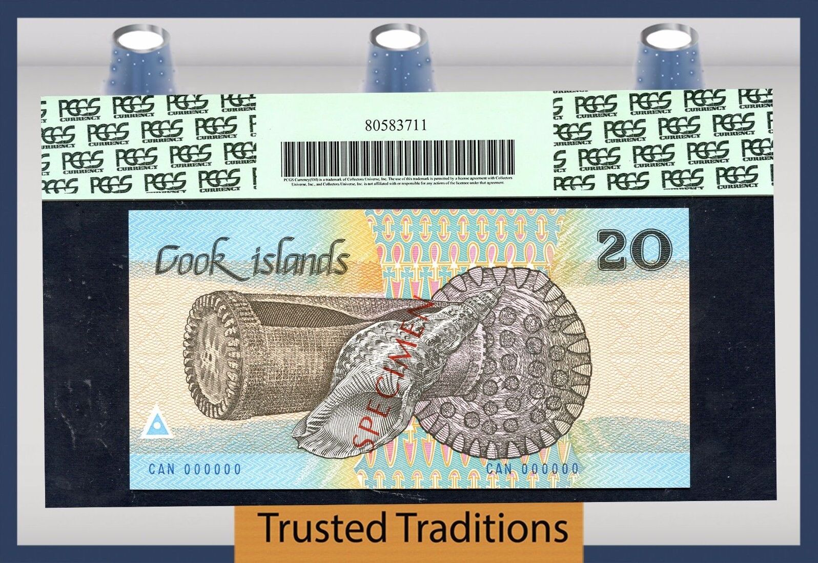 Welt Banknoten 20 DOLLARS 1987 TT PK 5s COOK ISLANDS SPECIMEN PCGS 67 ...