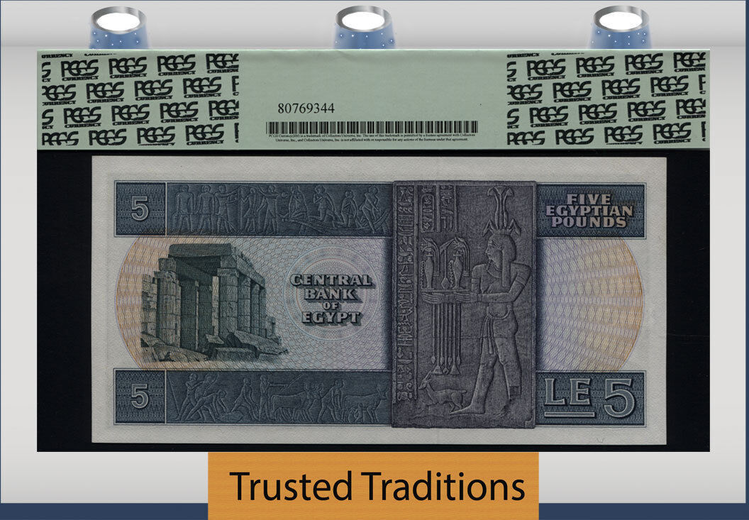 Welt Banknoten 5 POUNDS TT PK 45a 1969-78 EGYPT SCARCE REPLACEMENT STAR ...