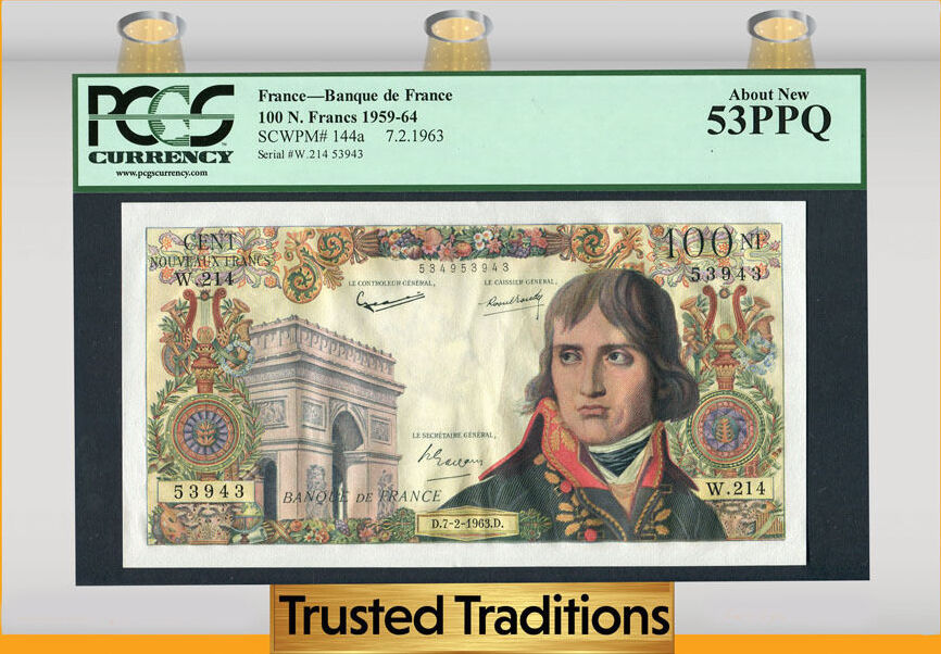 Welt Banknoten 64 FRANCE 1959-64 TT PK 144a 1959- 100 NOUVEAUX FRANCS ...
