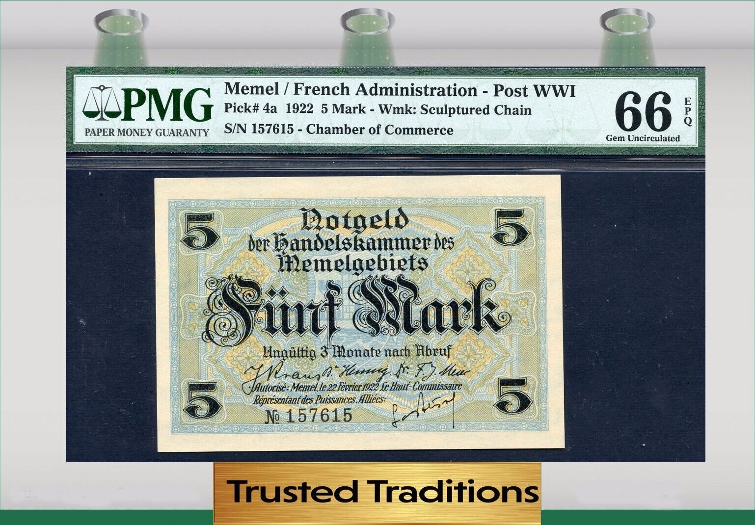 Welt Banknoten 5 MARK 1922 TT PK 4a MEMEL / FRENCH ADMINISTRATION ...