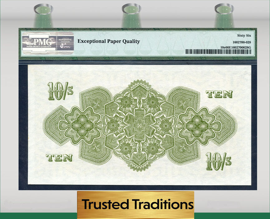 Welt Banknoten 1966 TT PK 10e TONGA 10/- SHILLINGS PMG 66 EPQ GEM ...