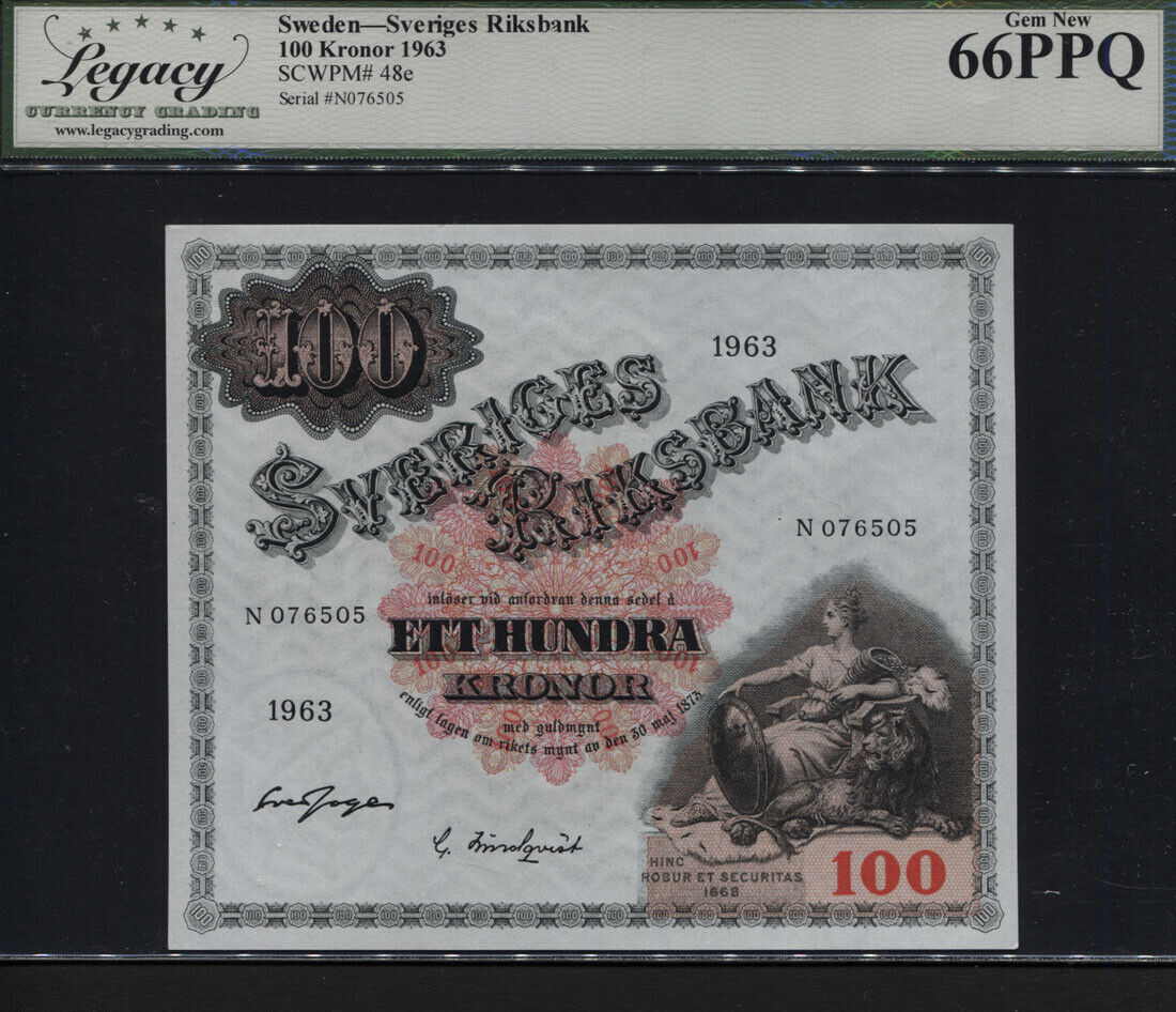Welt Banknoten 100 KRONOR 1963 TT PK 48e SWEDEN SVERIGES RIKSBANK G ...