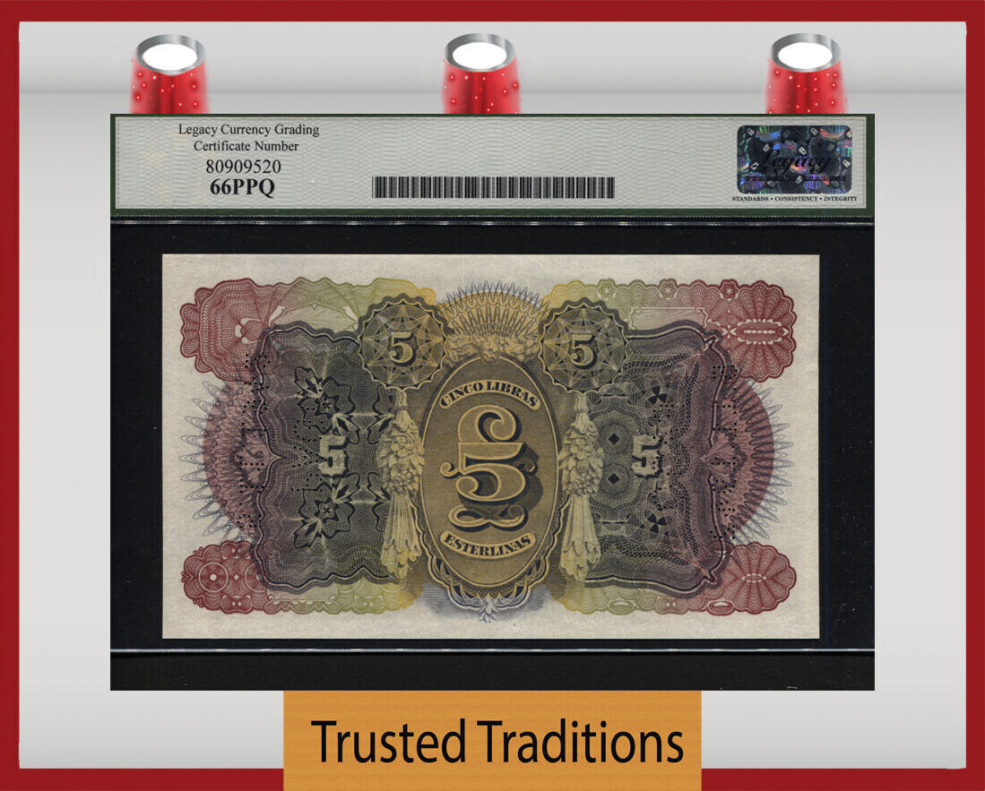 Welt Banknoten 5 LIBRAS 1934 TT PK R32 MOZAMBIQUE ESTERLINAS LCG 66 PPQ ...