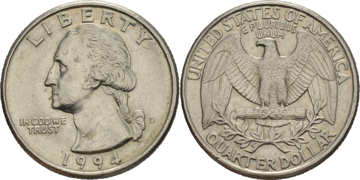 1/4 Dollar "Quarter" 1994D Präsident von Amerika 1994 "William ...