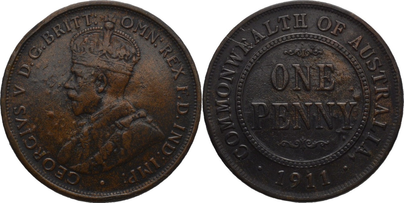 Australien 1 Penny 1911 Georg V knapp VZ | MA-Shops