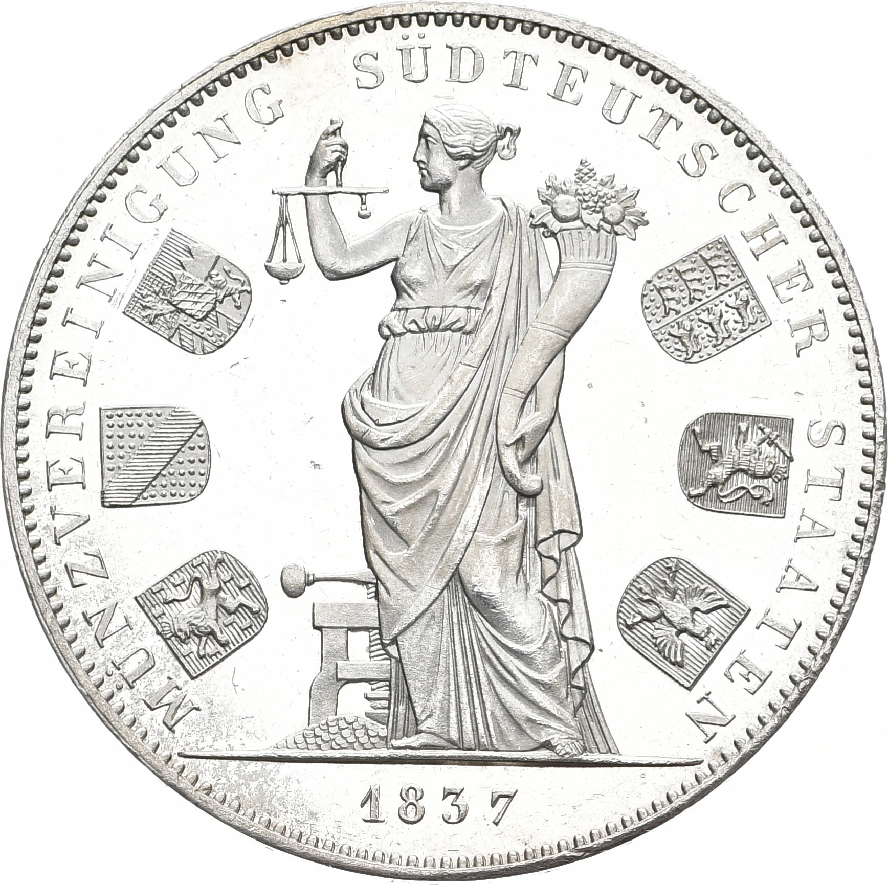 Bayern. Vereinsdoppeltaler 1837. Ludwig I., 1825-1848. Von polierten Stempeln, min. Kratzer ...