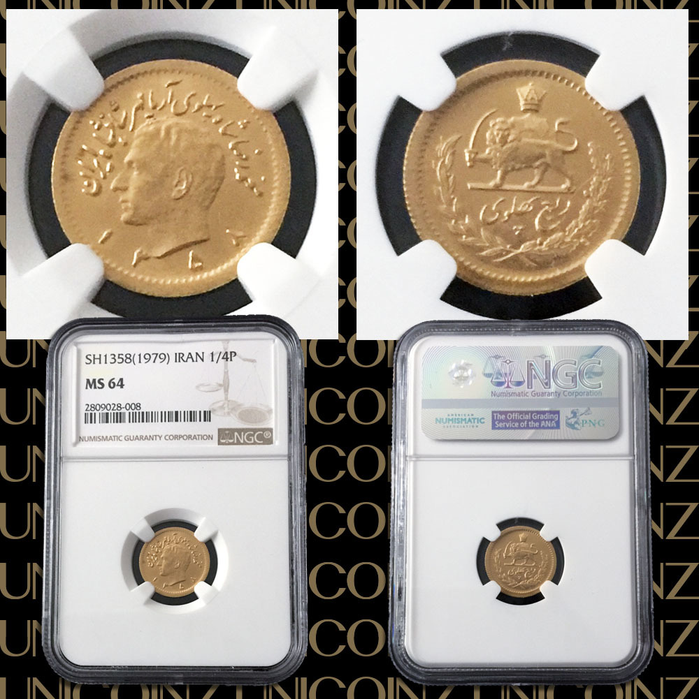 1/4P SH1358 (1979) P2713] Quarter (1/4) Pahlavi Gold Coin, SH 1358 ...