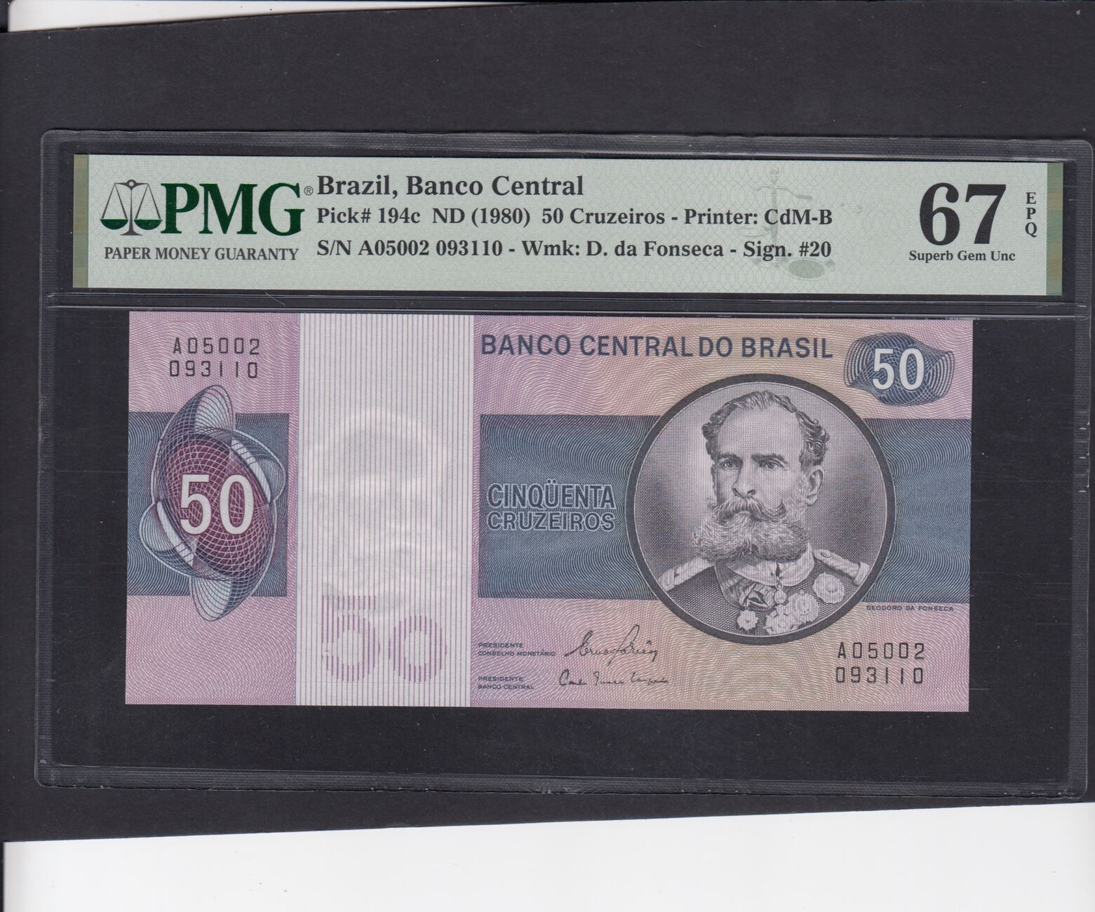 Brazil 50 Cruzeiros PMG 67 1980 P.194c. unz | MA-Shops