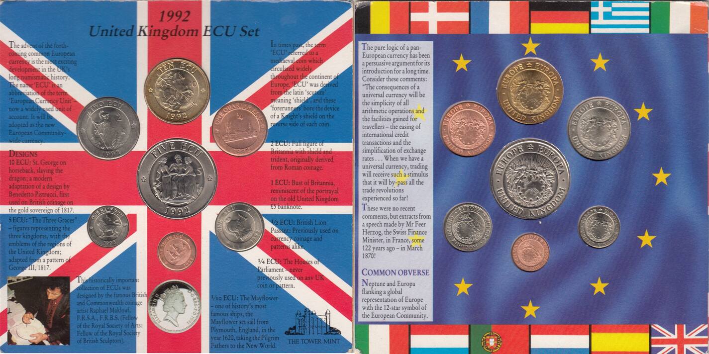 Great Britain 18,85 Ecu ORIGIN.SET(7) 1992 SCH.201- BU | MA-Shops