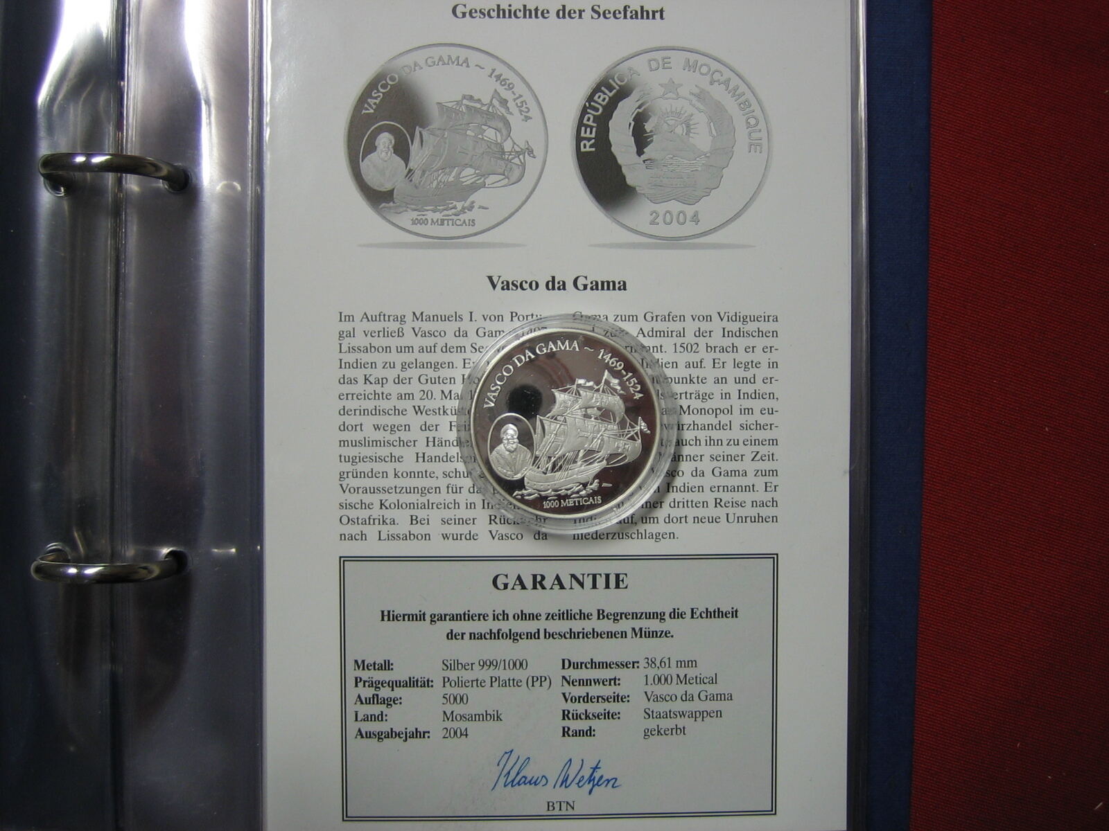 Mocambik 1000 Metical 2004 Geschichte der Seefahrt Vasco da Gama PP ...