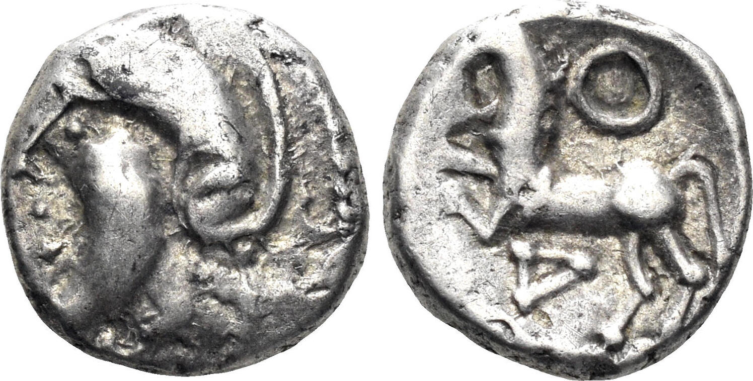 GREEK AR Quinarius 80-50 v. Chr. Celtic Central Gaul. Aedui. Circa 80 ...