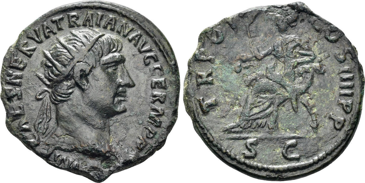 ROMAN AE Dupondius Trajan. 98-117 AD. (8.68g, 27mm). Rome mint. Struck ...