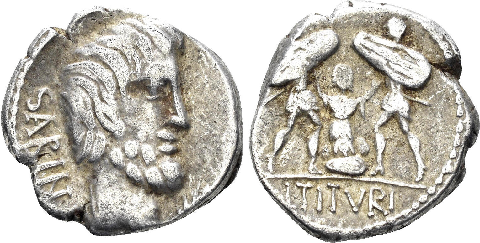 ROMAN AR Denarius 89 v. Chr Titurius L.f. Sabinus. 89 BC. (4.02g, 17mm ...