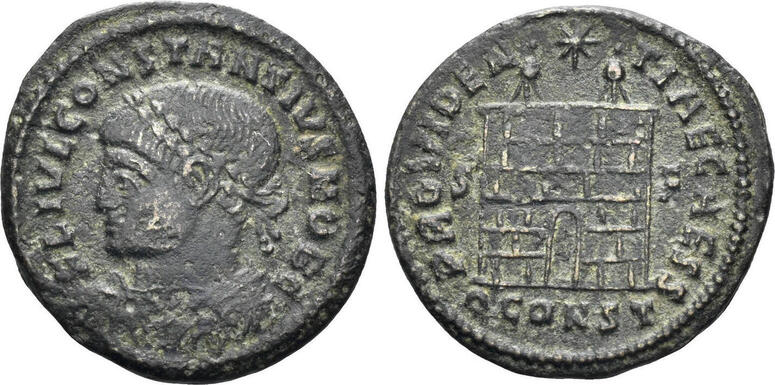 ROMAN 328 n. Chr. Constantius II, as Caesar. 324-337 AD. AE Follis (2 ...