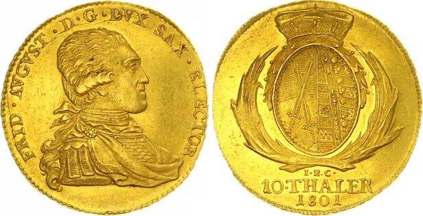 Sachsen-Albertinische Linie 10 Taler Gold 1801 Friedrich August III ...
