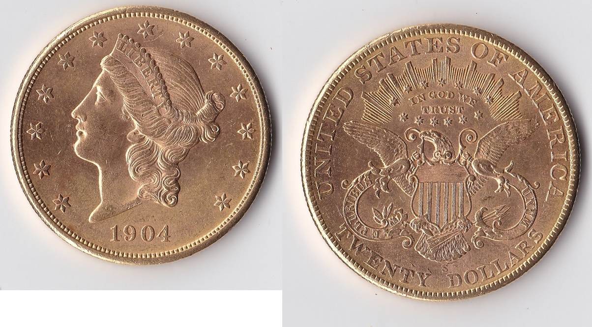 USA 20 Dollars 1904 S Coronet Head Double Eagle vz | MA-Shops