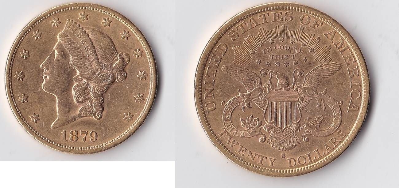 USA 20 Dollars 1879 S Double Eagle - Goldmünze - Liberty Head ss | MA-Shops