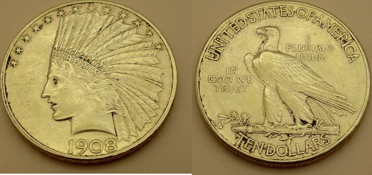 USA 10 Dollar 1908 Indian Head vz | MA-Shops