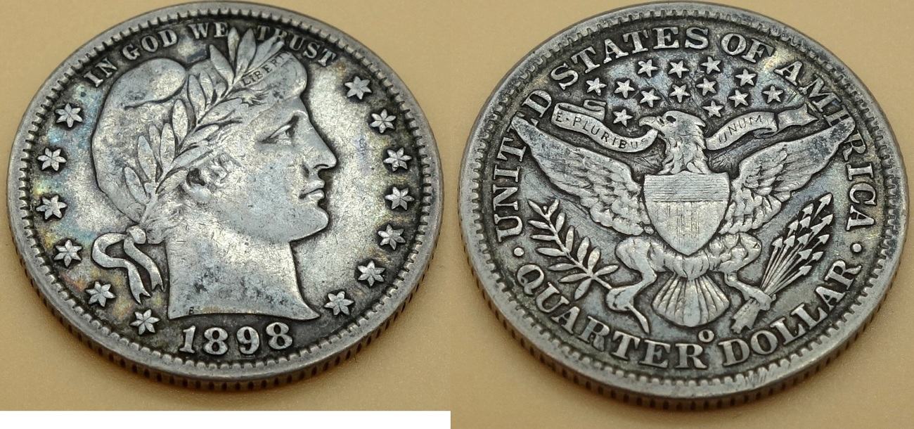 USA 25 Cents 1898 O Barber Quarter ss | MA-Shops
