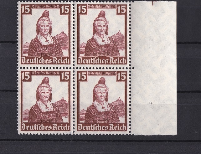 Deutsches Reich 4x 15Pf 1935 Nothilfe Trachten postfrisch, Viererblock | MA-Shops