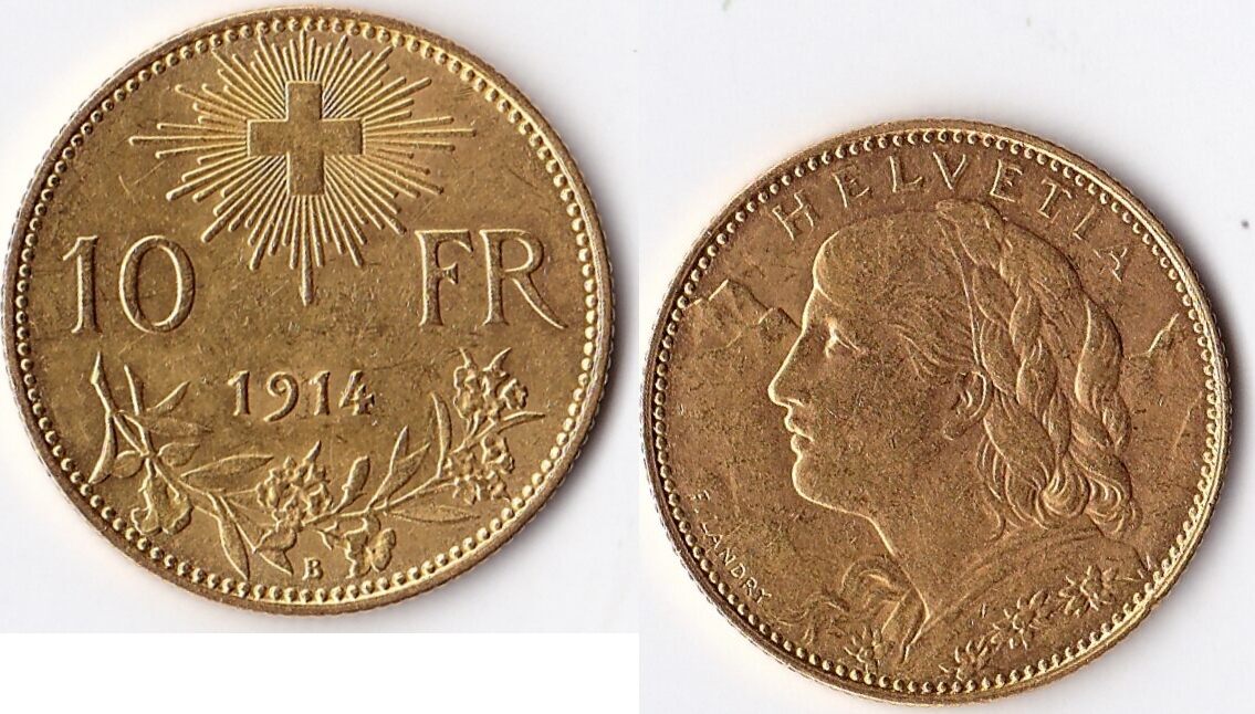 Schweiz 10 Franken 1914 Vreneli (1911-1922) vz+ | MA-Shops