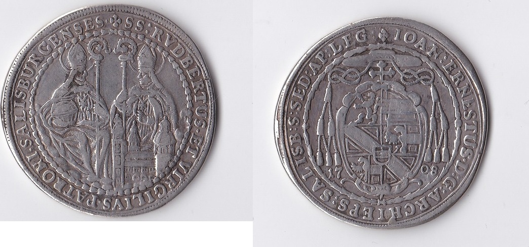 Salzburg 1/2 Taler 1708 Johann Ernst v. Thun und Hohenstein ss-vz | MA ...
