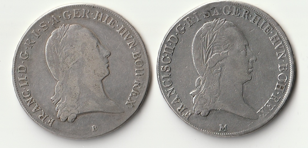Österreich 2x Kronentaler 1794 M; 1797 B Franz II. ss | MA-Shops