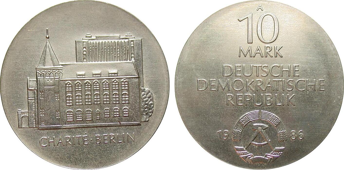 DDR 10 Mark DDR Charité Berlin 1986 A fast Stempelglanz / Stempelglanz ...