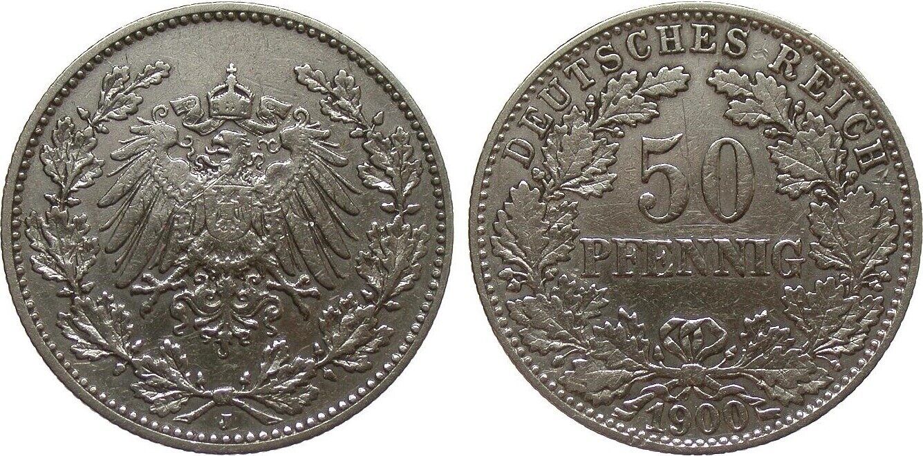Kaiserreich 50 Pfennig 1900 J sehr schön | MA-Shops
