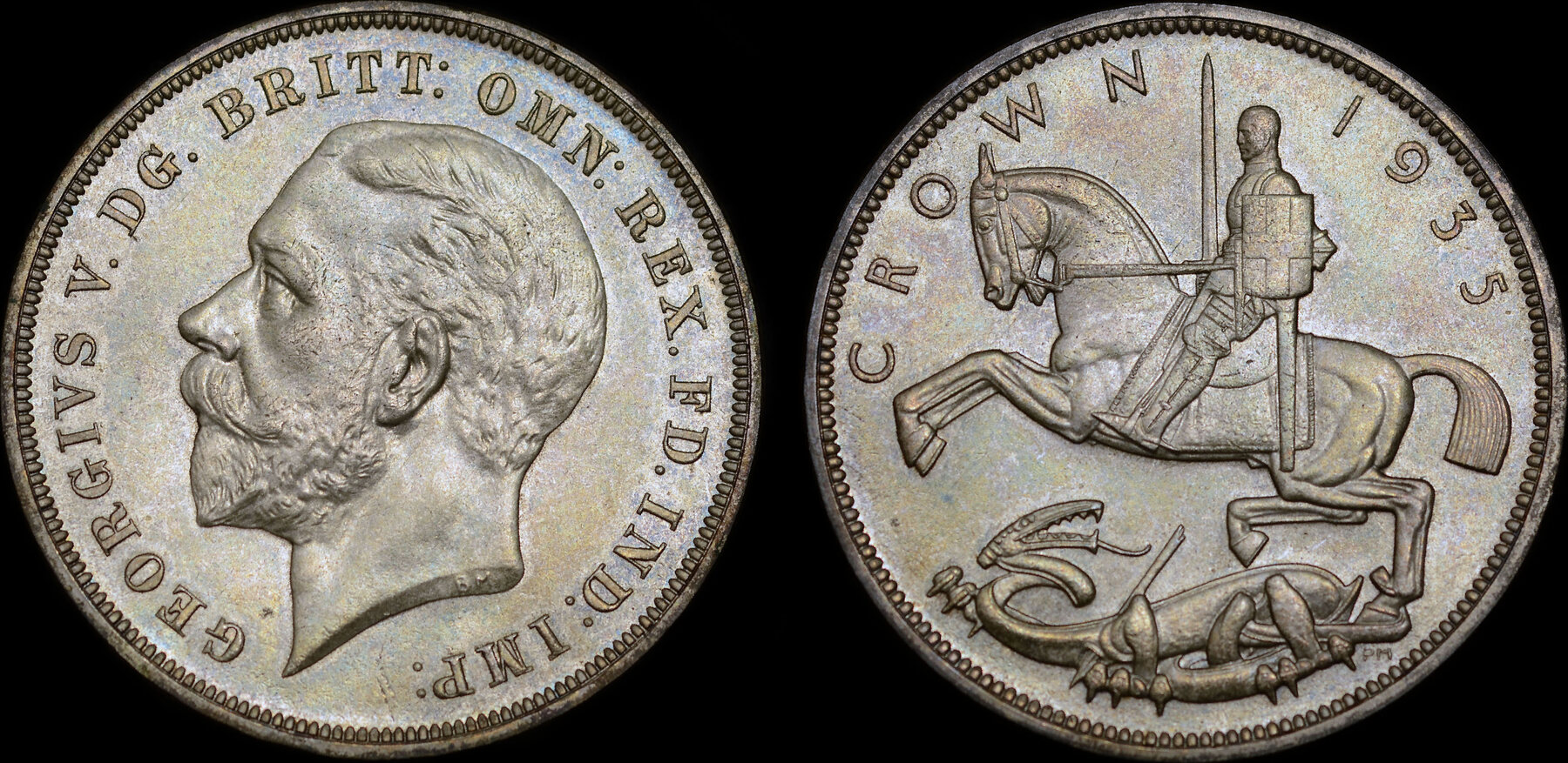 GREAT BRITAIN GEORGE V, 1935 SPECIMEN CROWN, STRUCK FOR THE SILVER ...