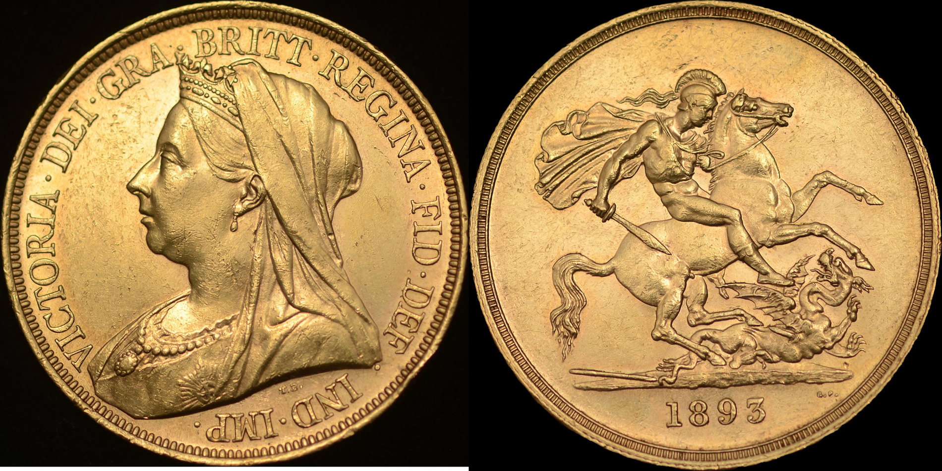 GREAT BRITAIN VICTORIA 1893 GOLD FIVE POUNDS | MA-Shops